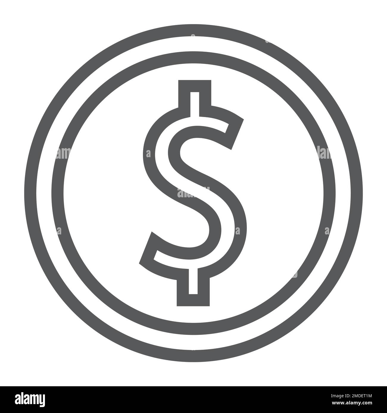 Dollar coin line icon, finance and banking, currency sign, vector ...