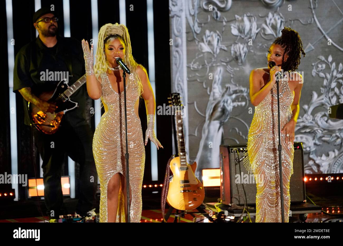 Chloe Bailey, left, and her sister Halle of Chloe x Halle perform ...