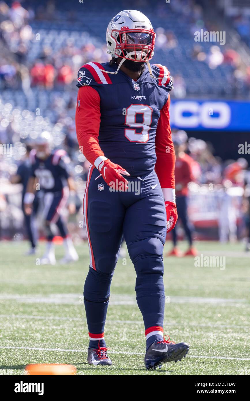 New England Patriots linebacker Matt Judon (9) prior to an NFL football ...