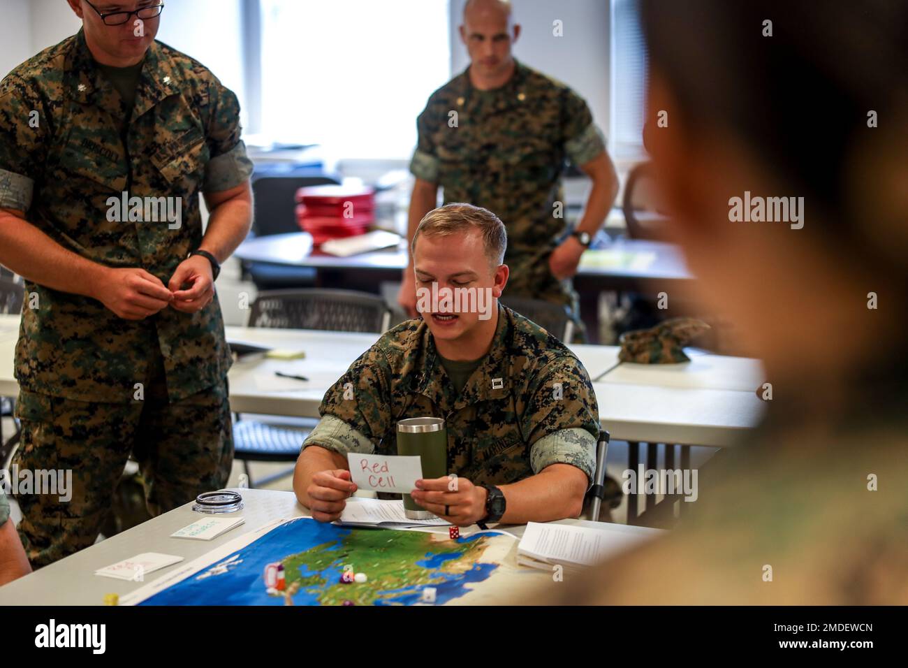 U.S. Marine Corps Capt. Matthew Thompson (right), a communications ...