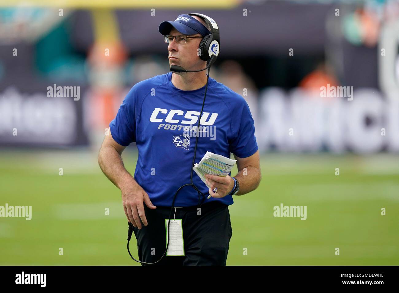 Central Connecticut State head coach Ryan McCarthy watches during the ...