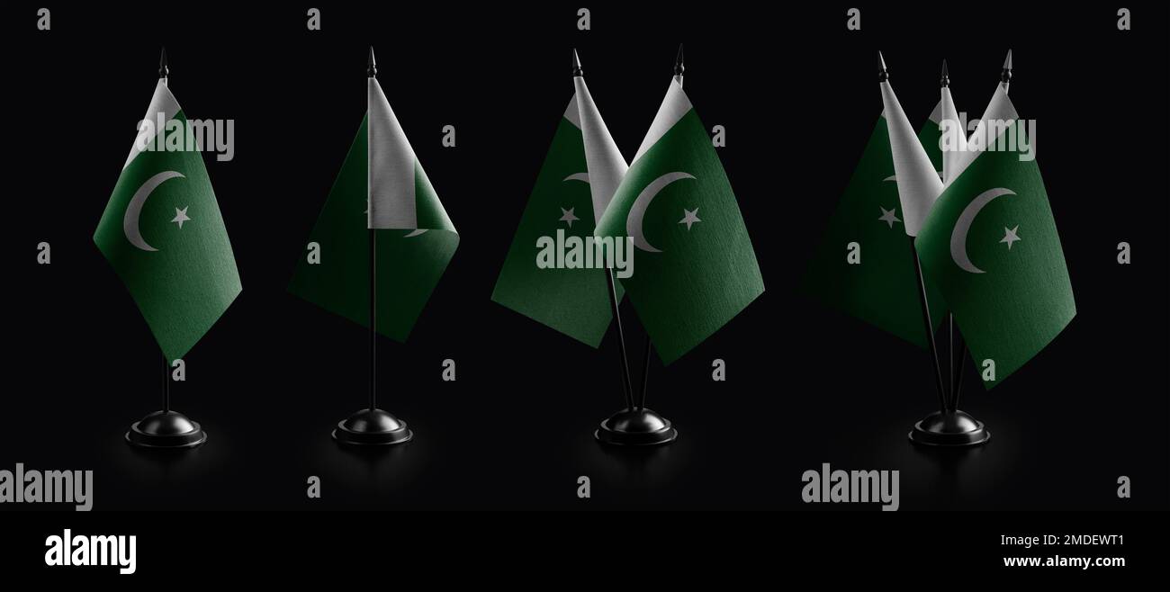 Small national flags of the Pakistan on a black background Stock Photo ...
