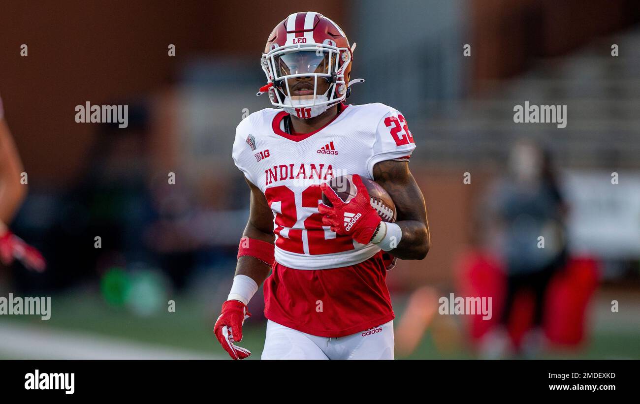 Indiana University running back Davion Ervin-Poindexter warms up before ...