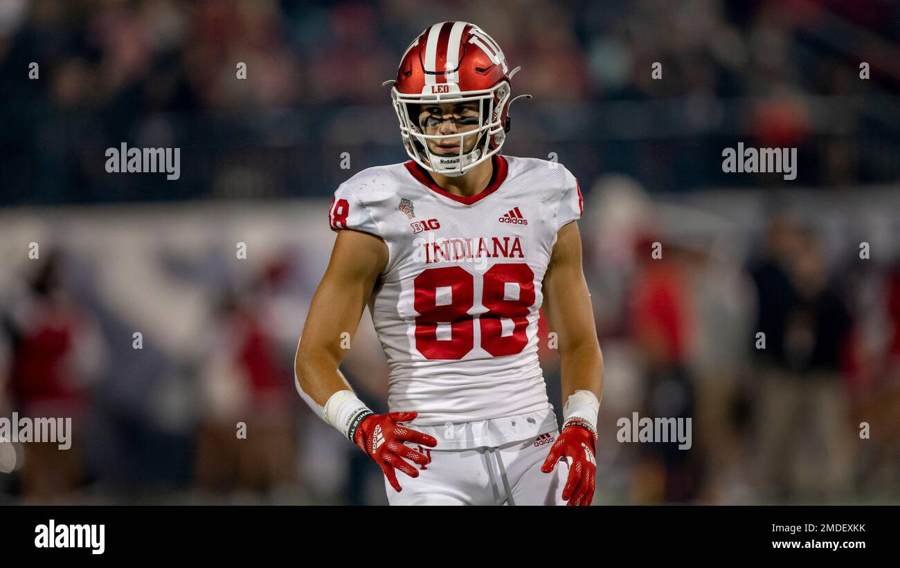Indiana University tight end AJ Barner lines up during an NCAA football ...