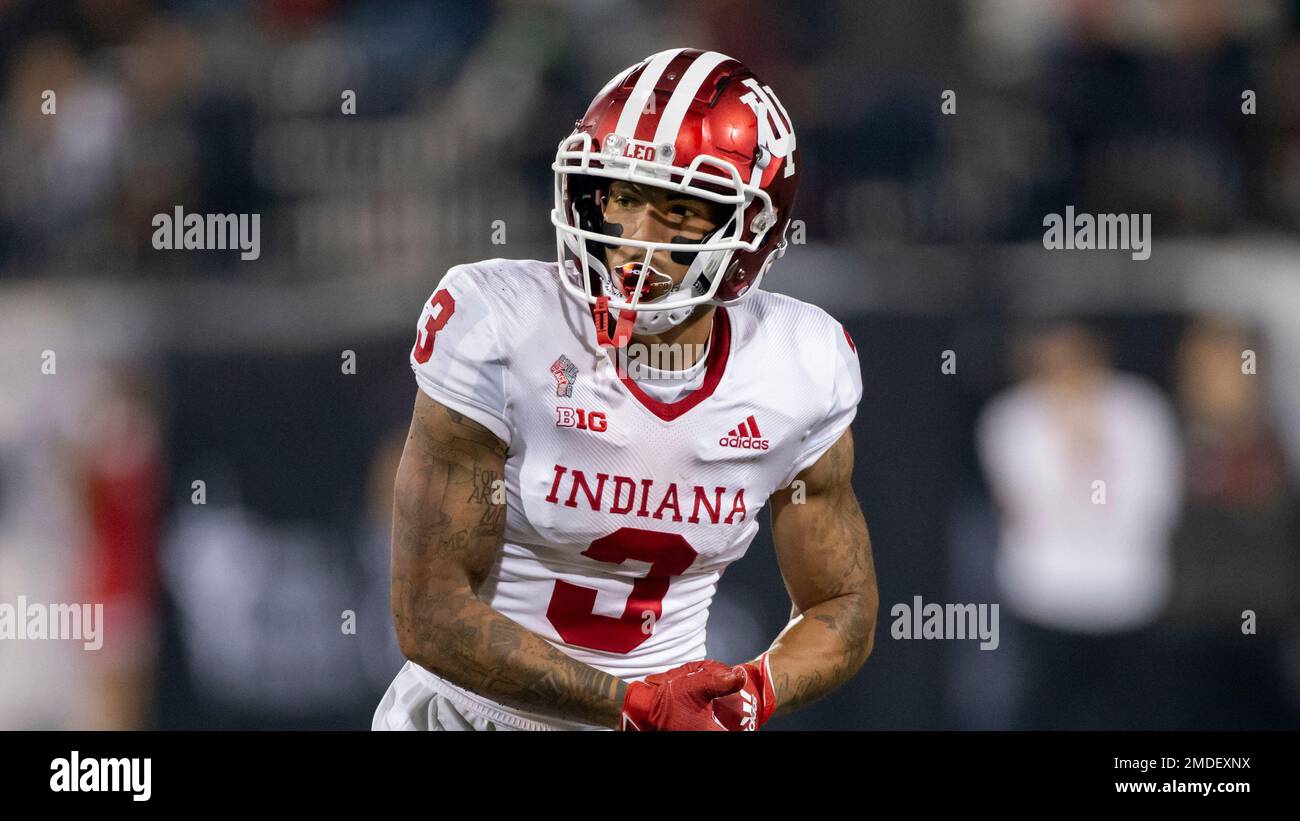Indiana University wide receiver Ty Fryfogle lines up during an NCAA ...