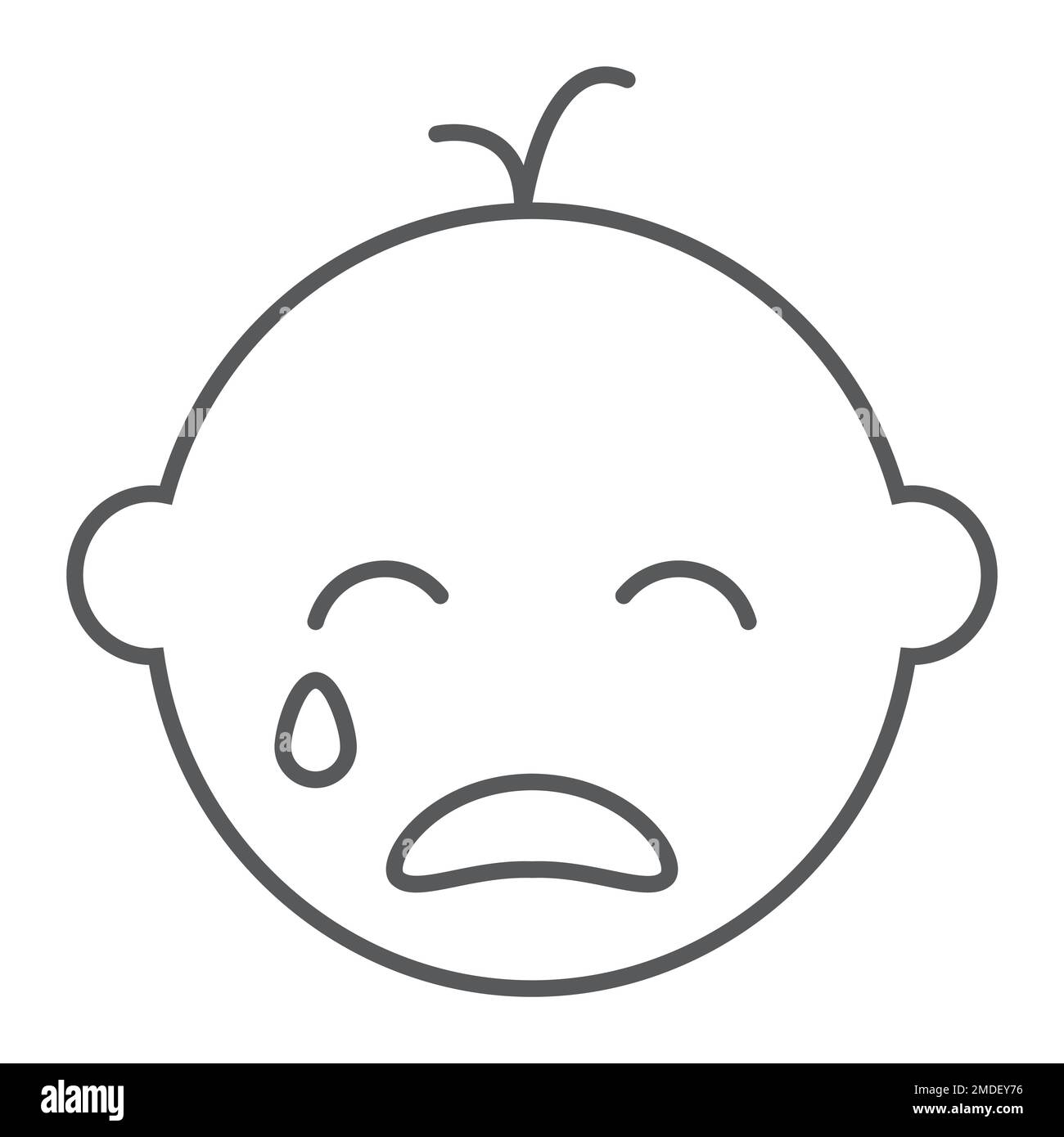 Baby boy cry line icon, emotion and child, face sign, vector graphics ...