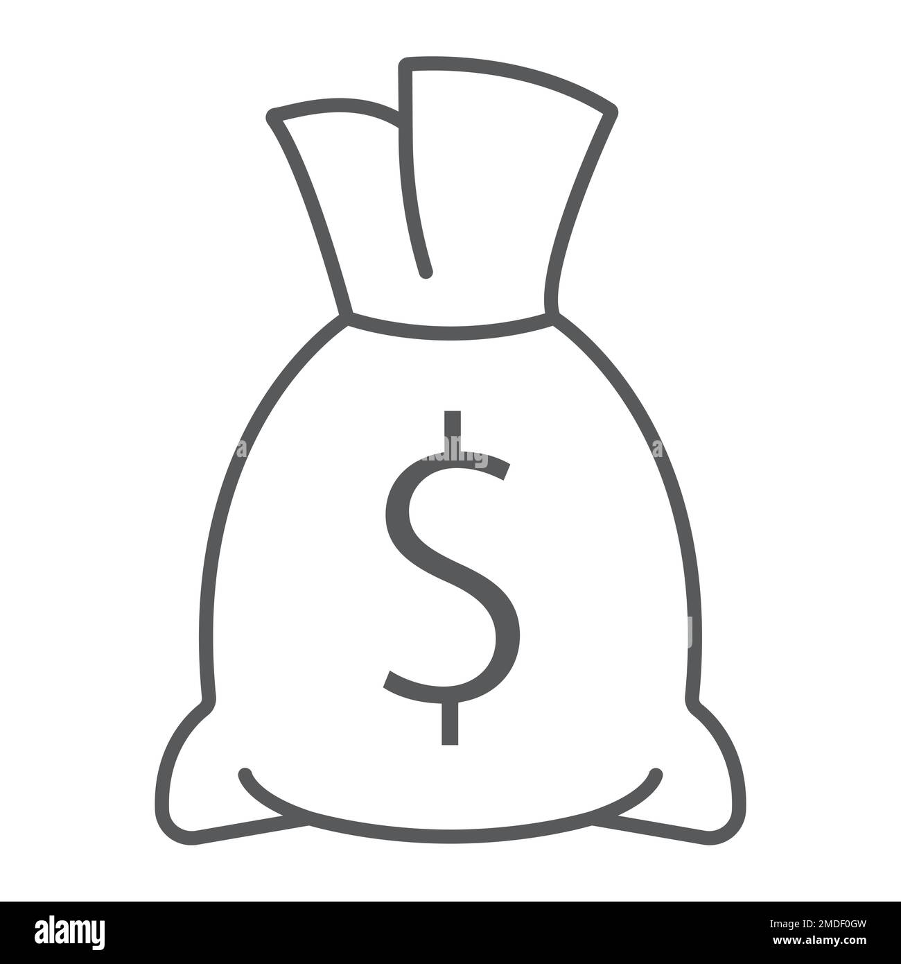 Money bag line icon, finance and banking, income sign, vector graphics ...
