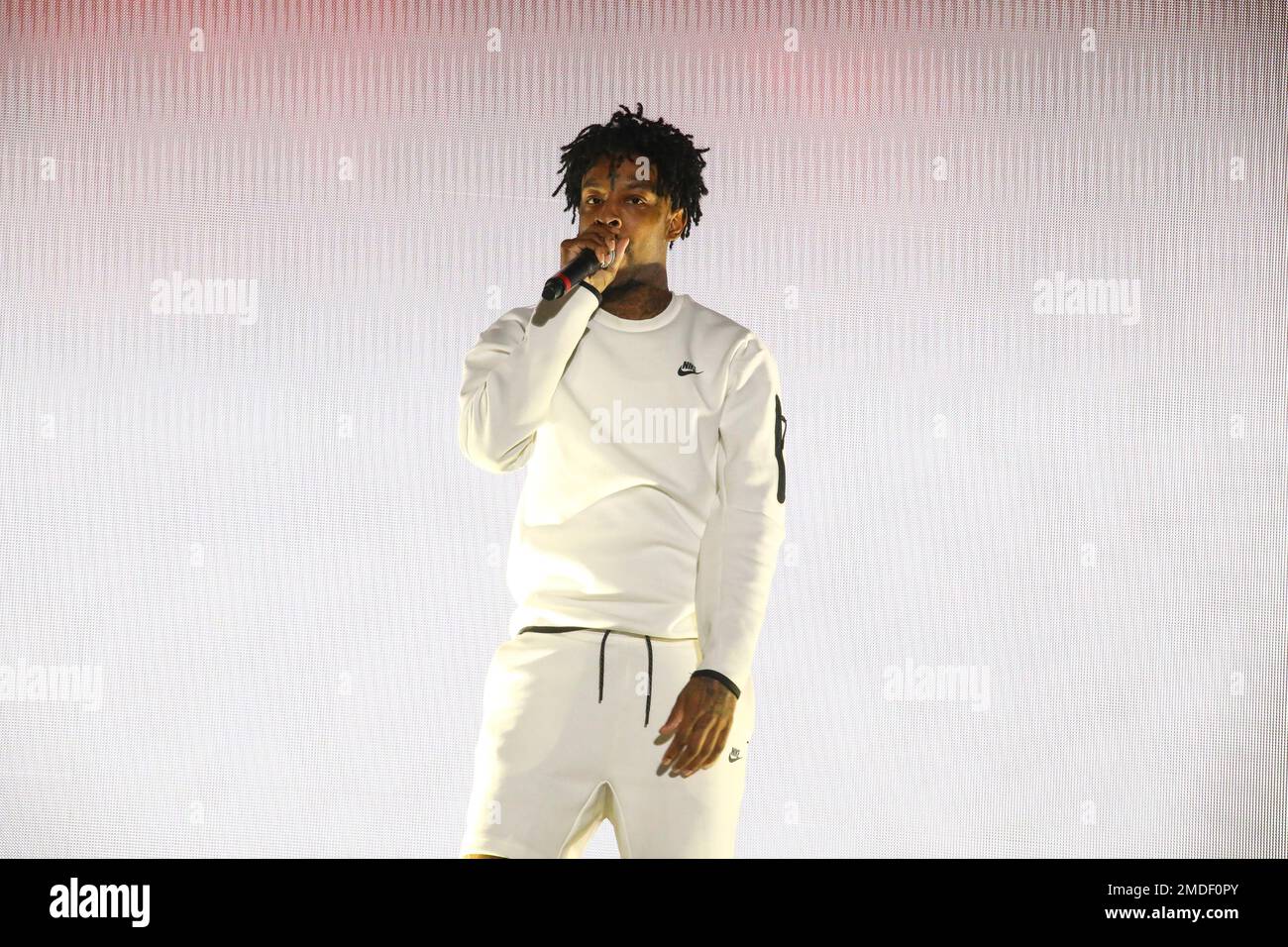 Musician 21 Savage performs at the 2021 Governors Ball music festival ...