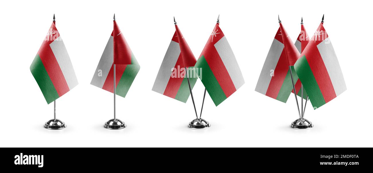 Small national flags of the Oman on a white background Stock Photo - Alamy