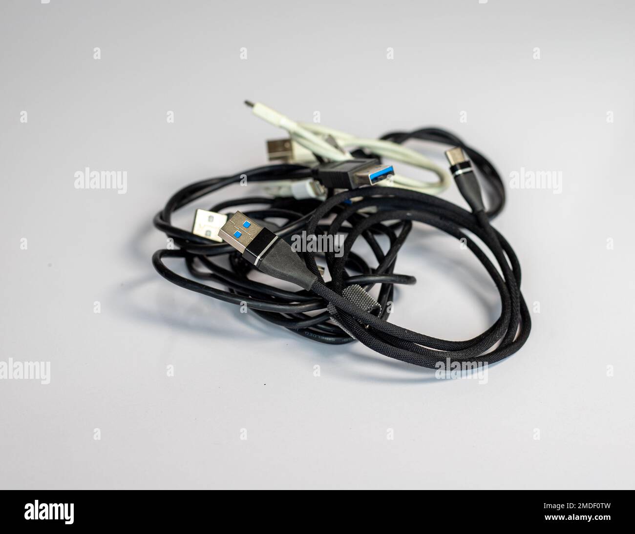 Various type os charging wire for mobile phones isolated white ...