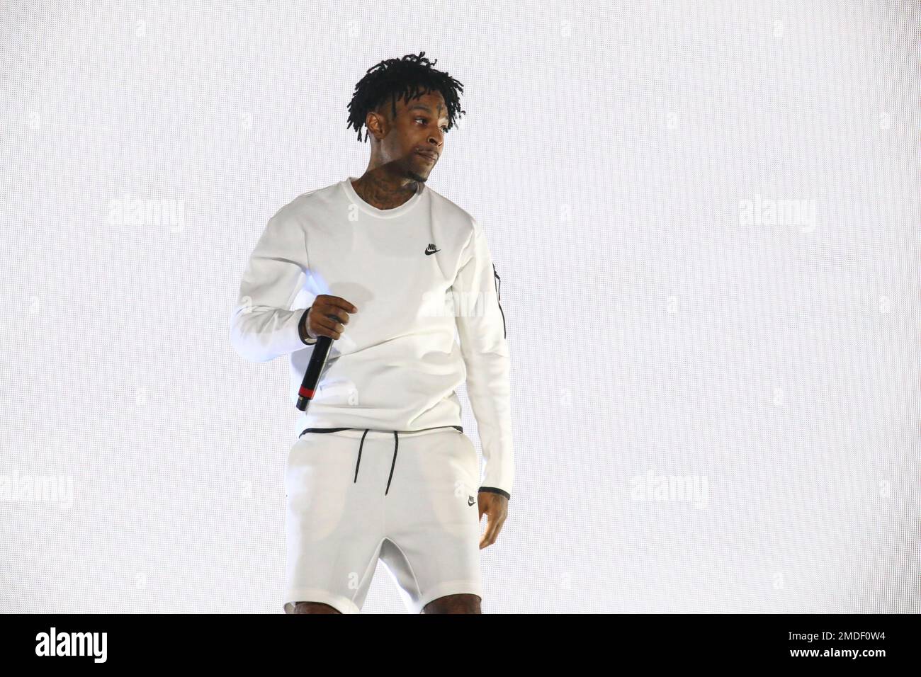 Musician 21 Savage performs at the 2021 Governors Ball music festival ...