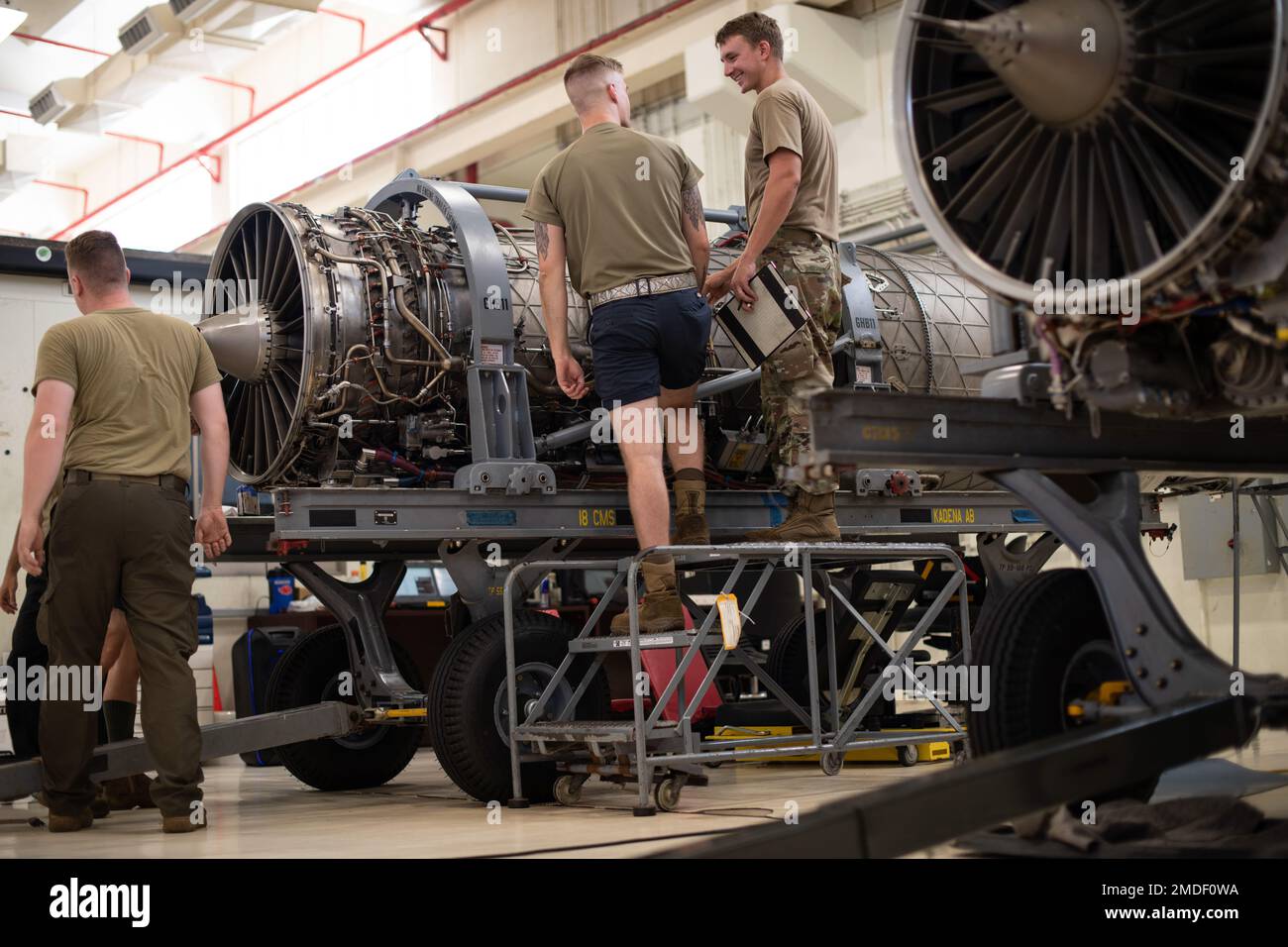 Airmen assigned to the 18th Component Maintenance Squadron conduct ...