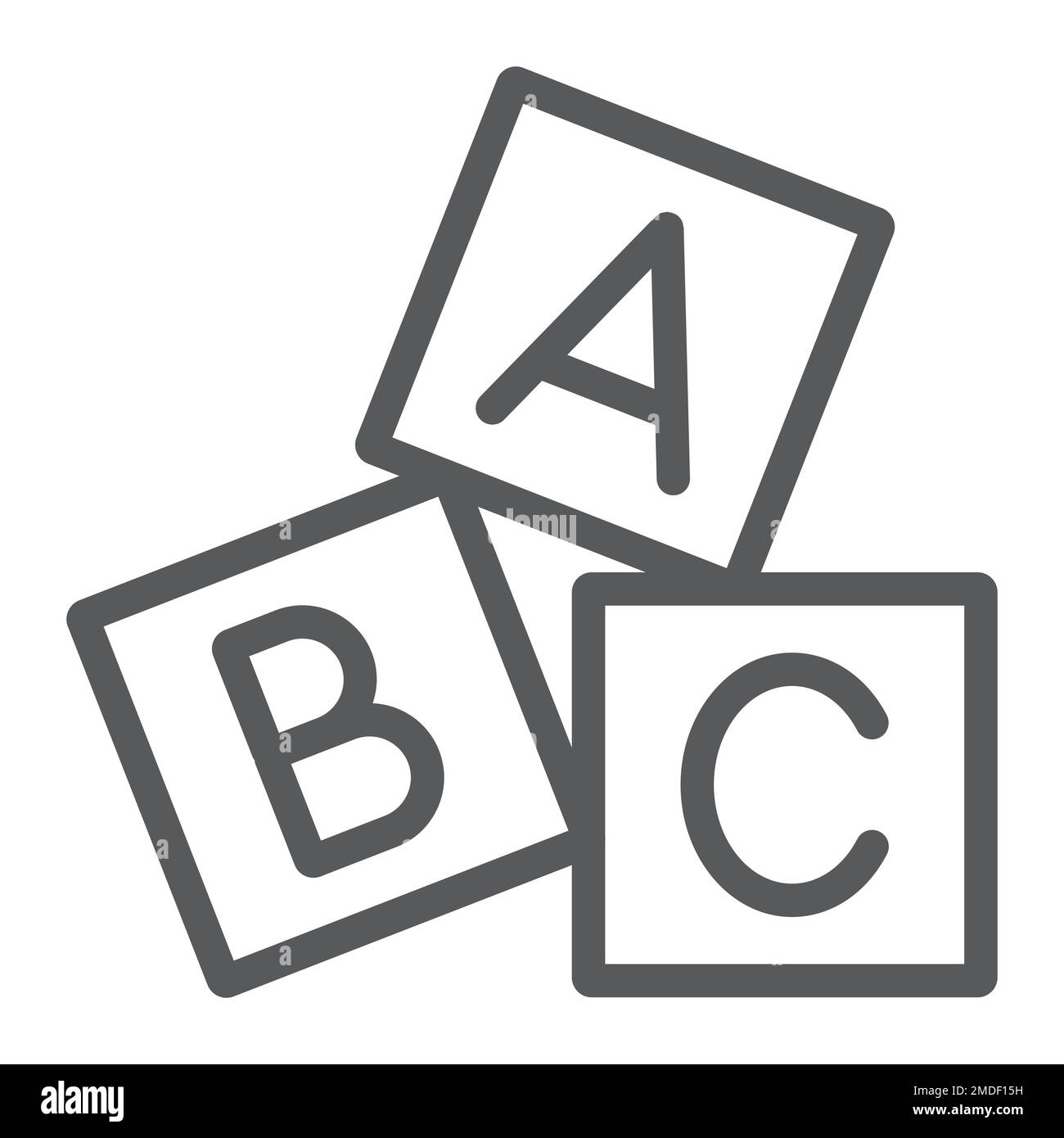 Alphabet cubes line icon, abc and toy, block sign, vector graphics, a ...