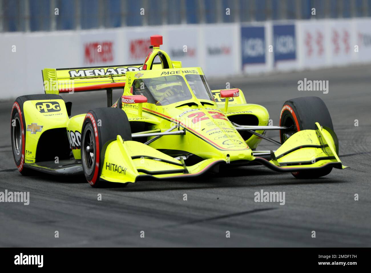 Driver Simon Pagenaud takes Turn 10 during an IndyCar auto race at the ...