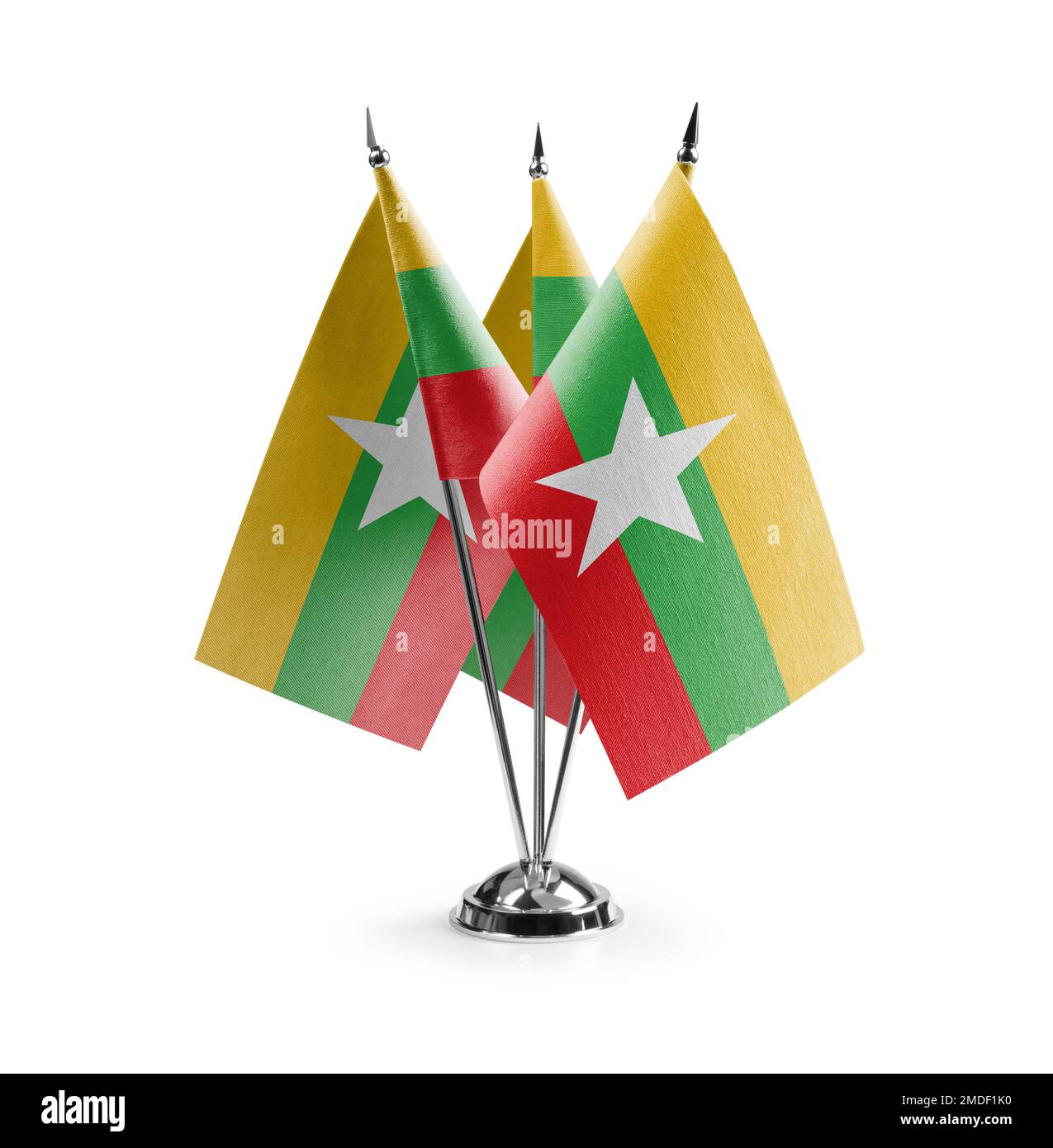 Small national flags of the Myanmar on a white background Stock Photo ...