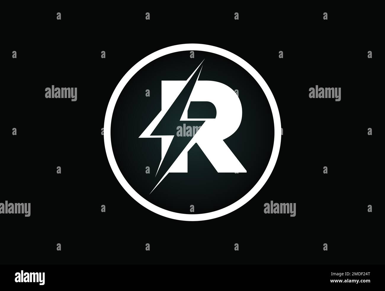 Initial R letter logo design with lighting thunder bolt. Electric bolt ...