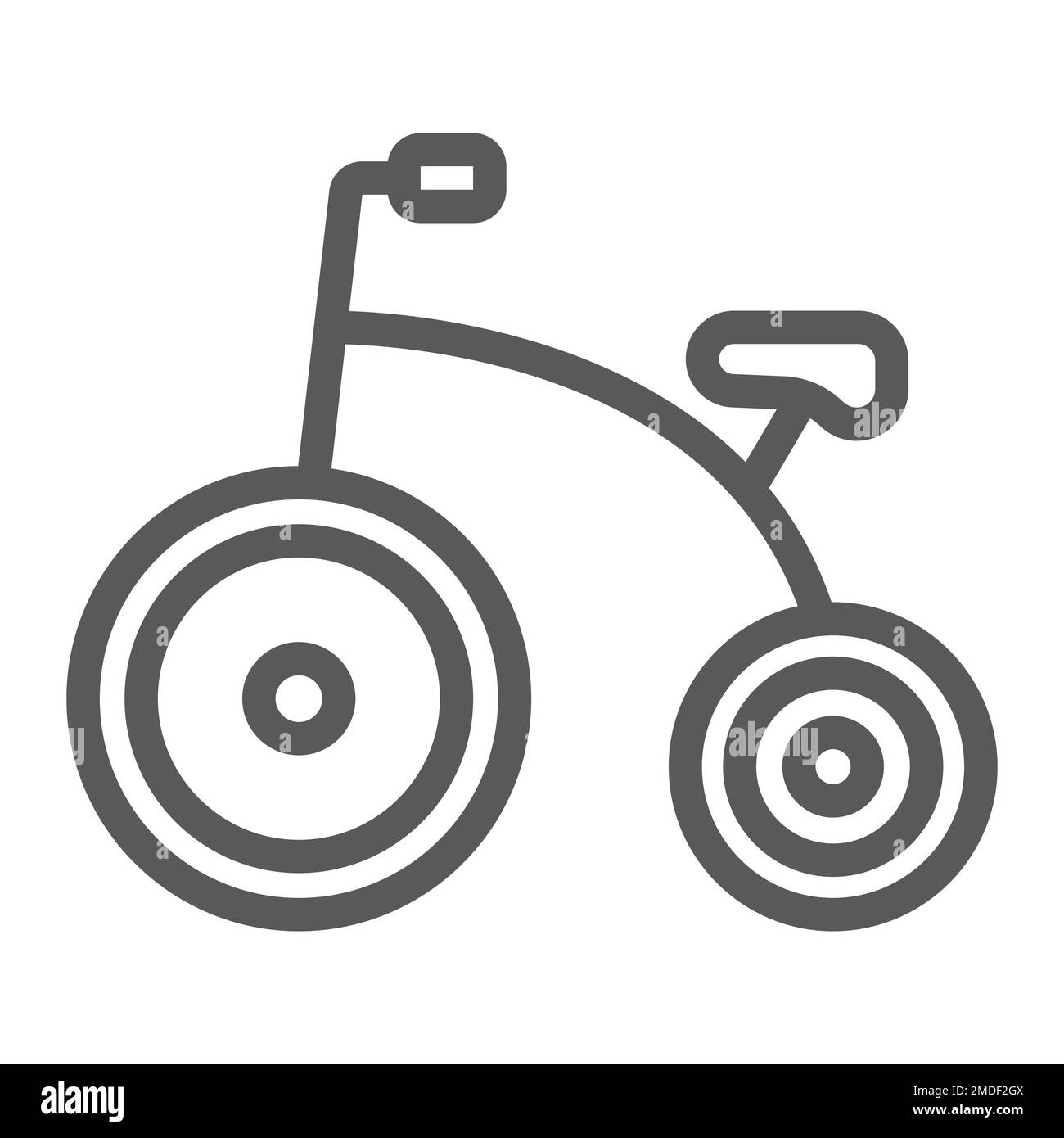 Tricycle line icon, bicycle and child, bike sign, vector graphics, a ...