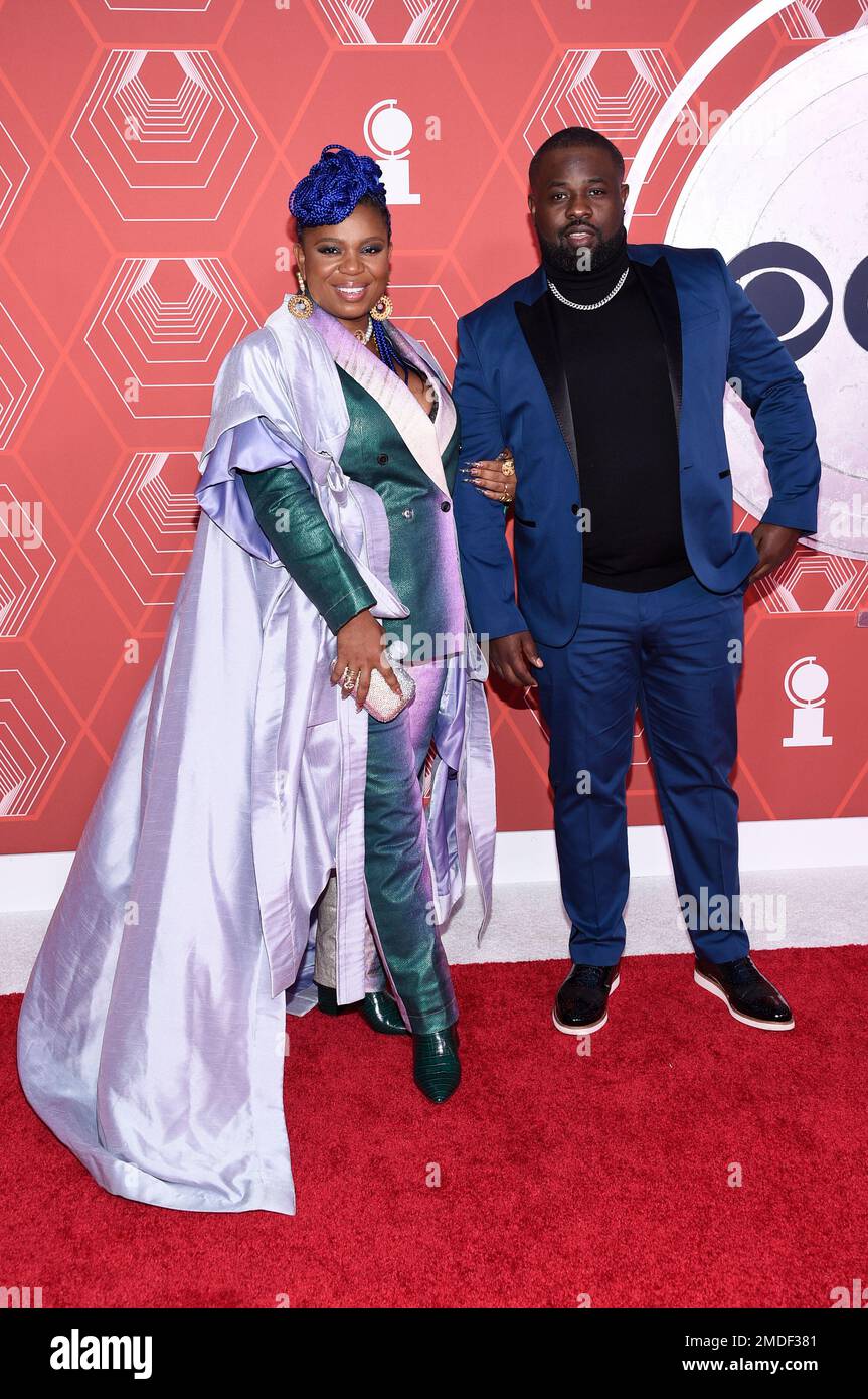 Katori Hall, left, and Alan Tumusiime arrive at the 74th annual Tony ...
