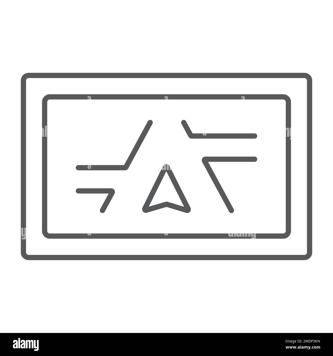 Gps navigator thin line icon, electronic and device, monitor map sign, vector graphics, a linear ...