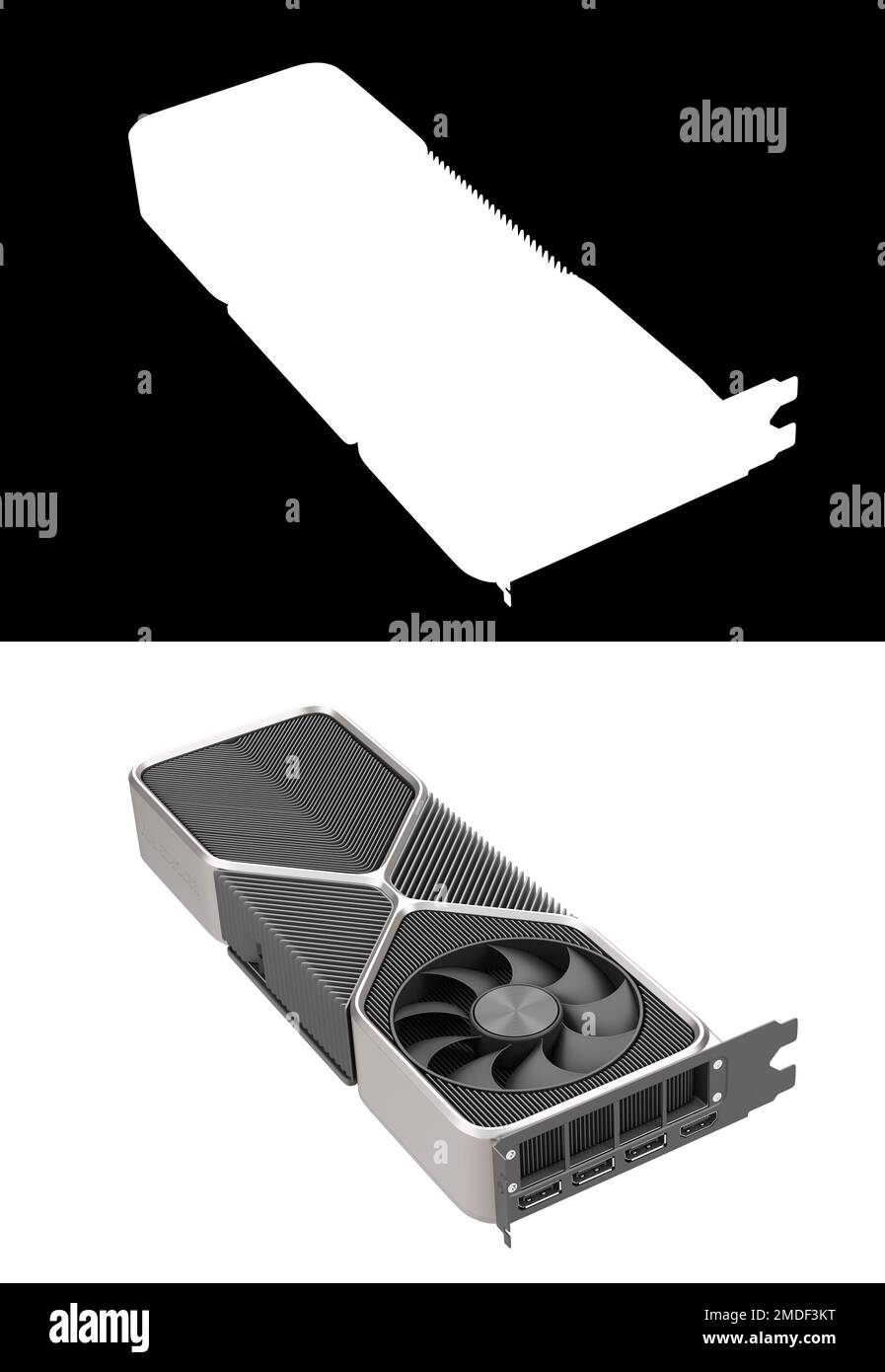 Computer PC components Display video graphics card 3d render on white ...