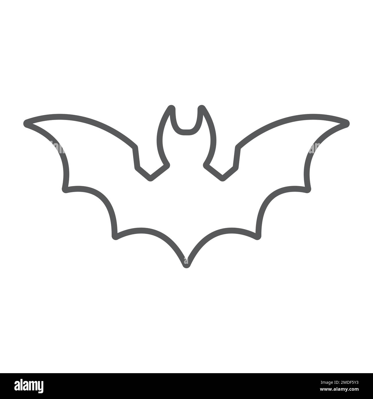 Bat thin line icon, animal and halloween, dracula sign, vector graphics ...