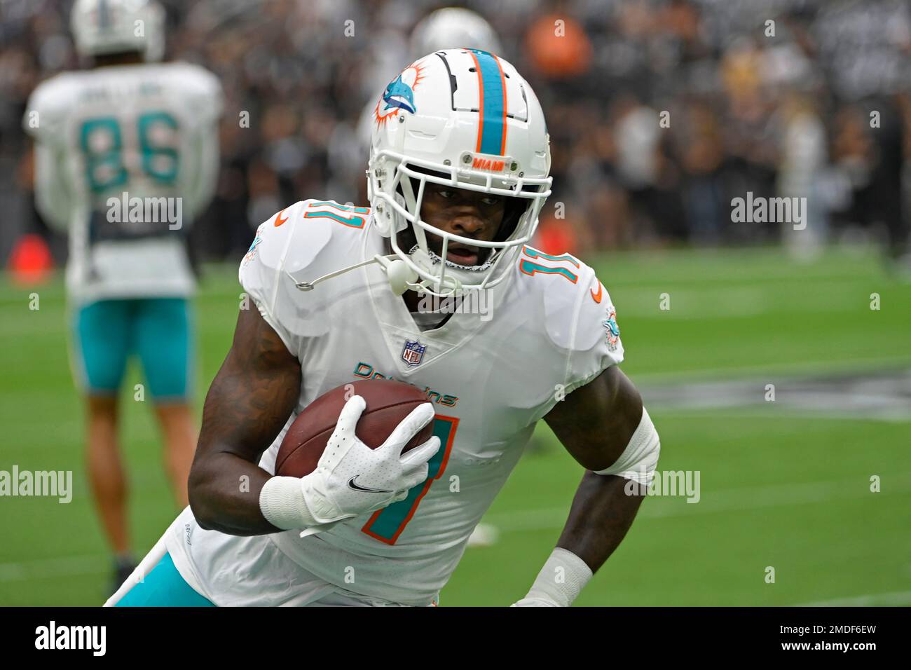Miami Dolphins wide receiver DeVante Parker (11) warms up before an NFL ...