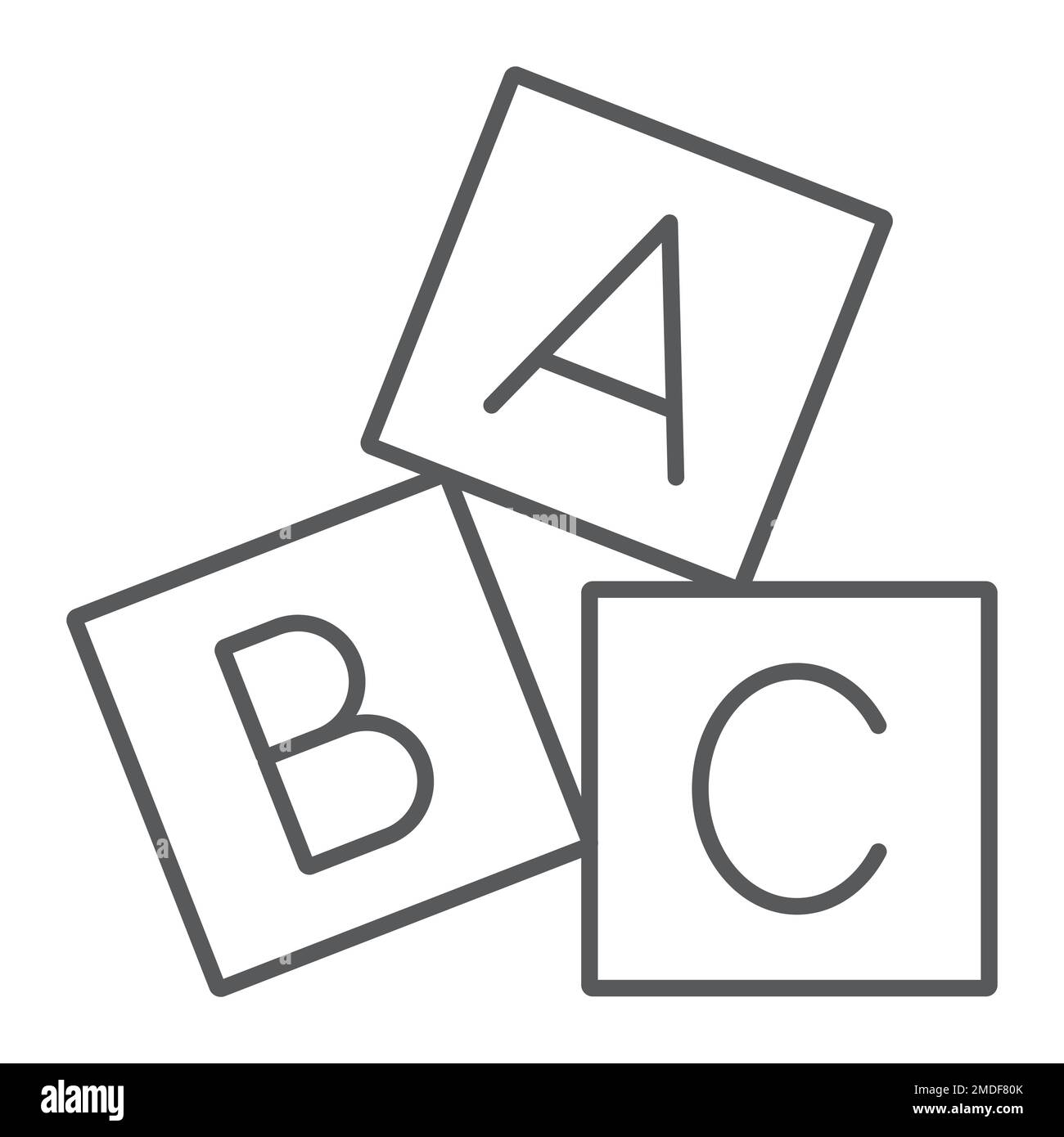 Alphabet cubes thin line icon, abc and toy, block sign, vector graphics ...