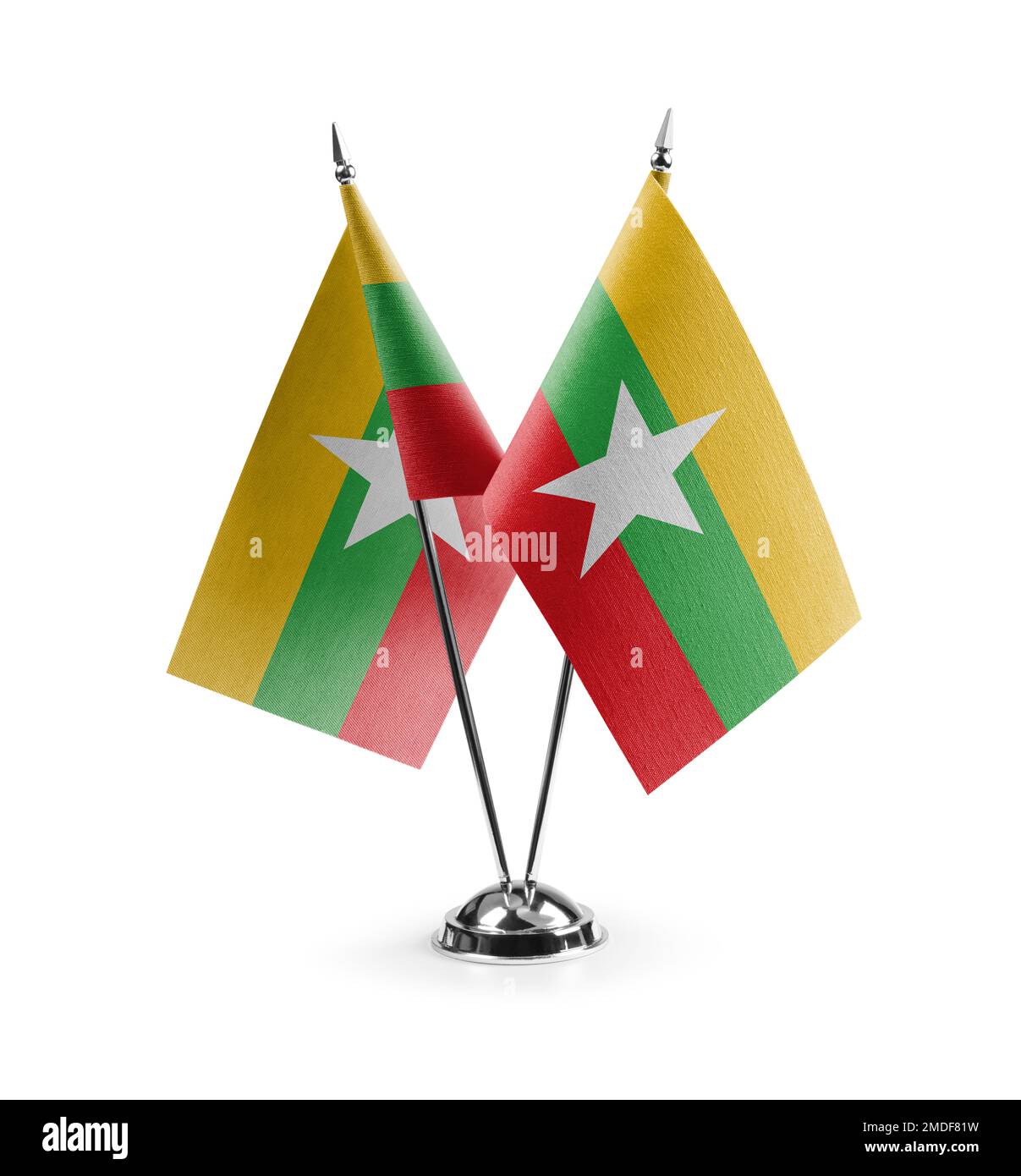 Small national flags of the Myanmar on a white background Stock Photo ...