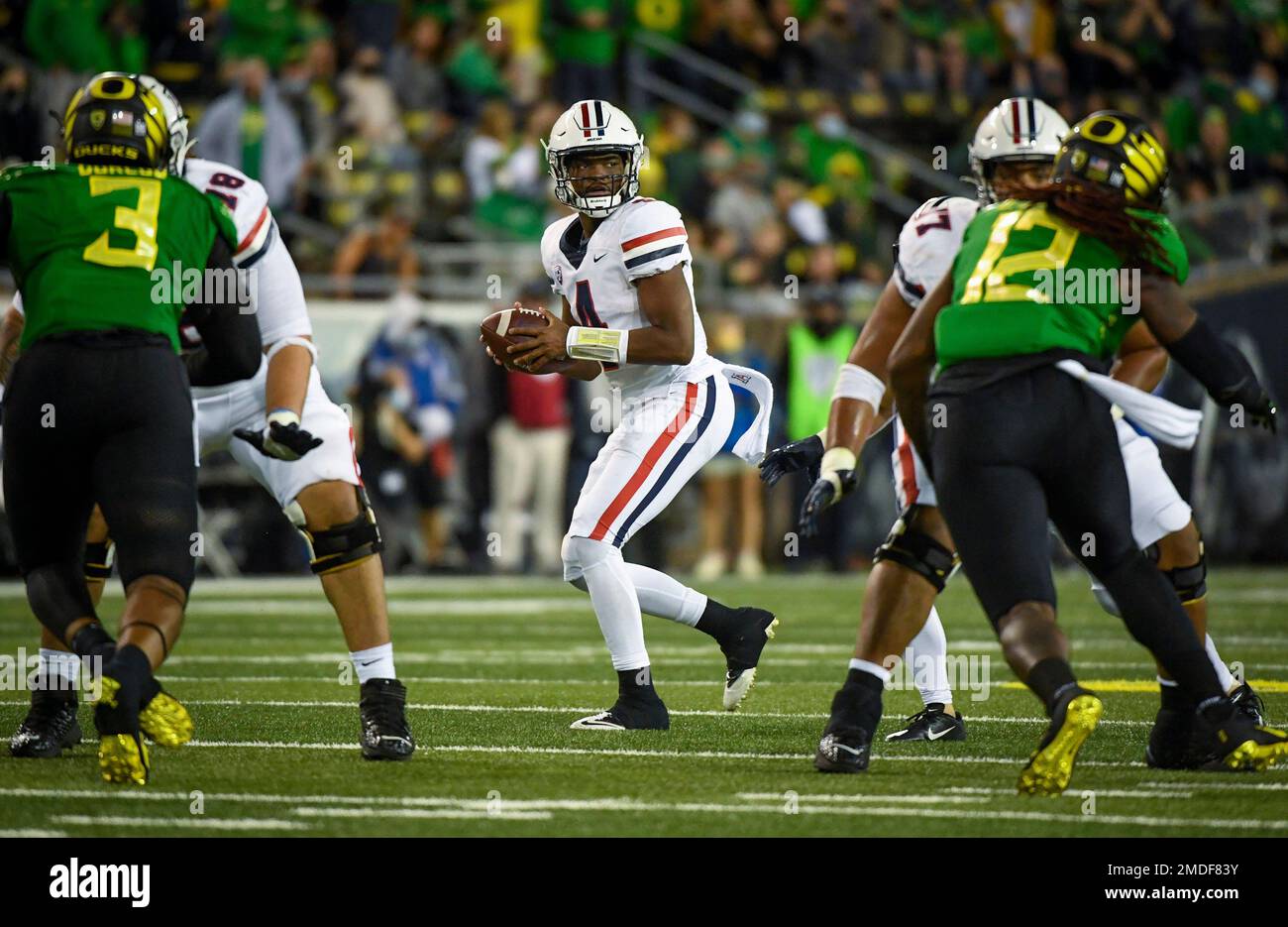 Arizona quarterback Jordan McCloud (4) looks to pass during the fourth ...