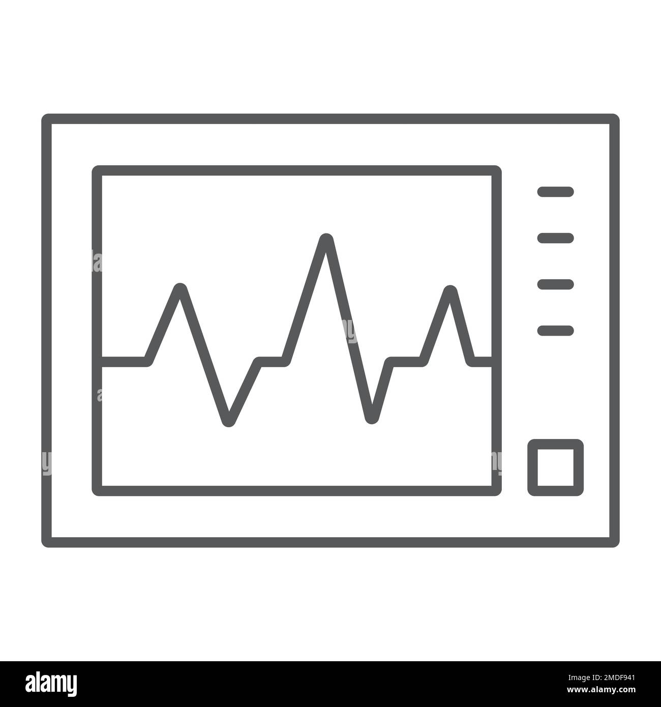 Ecg machine thin line icon, medicine and cardiology, heartbeat rate ...