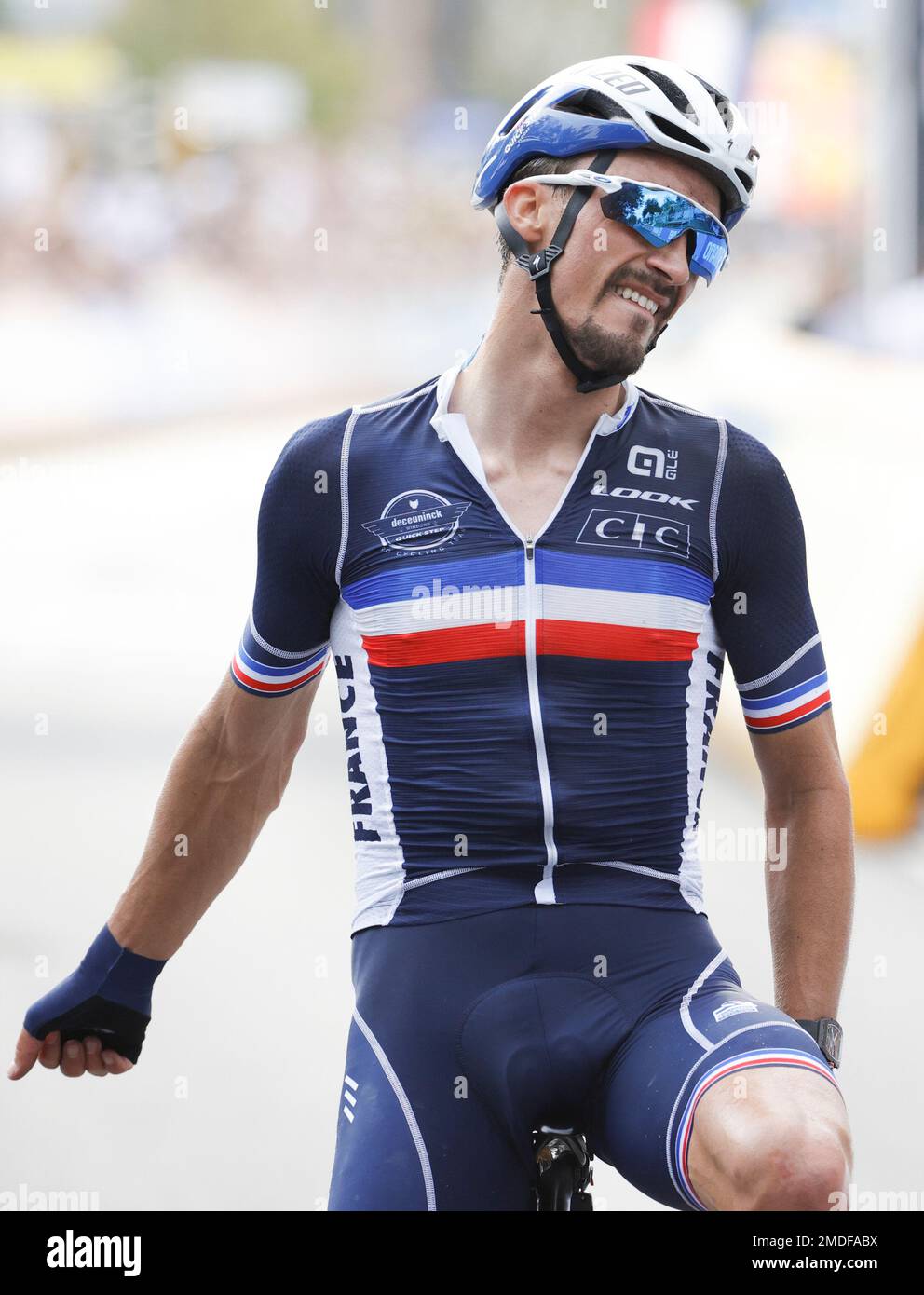 Julian Alaphilippe of France celebrates clinching his second ...