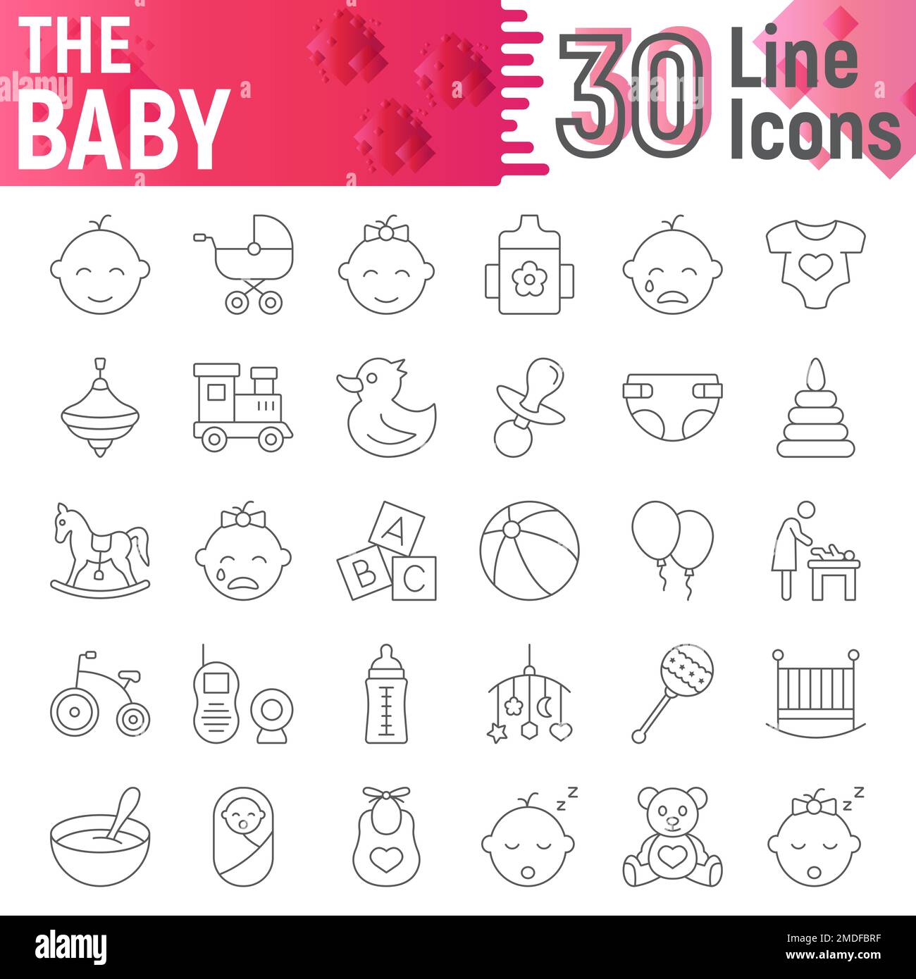 Baby thin line icon set, child symbols collection, vector sketches ...