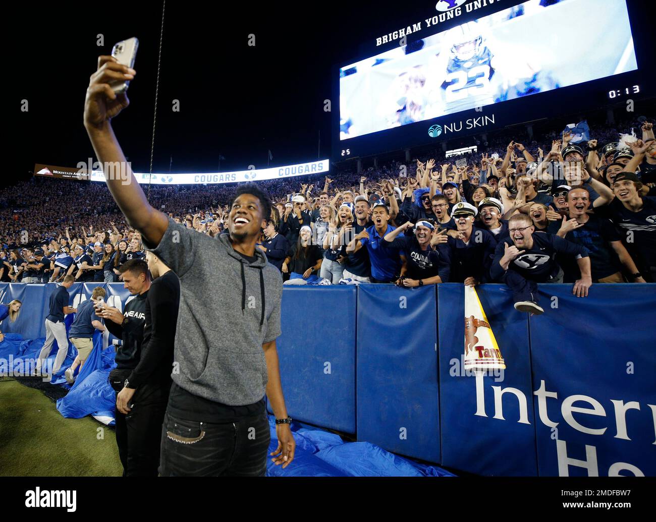 NBA Utah Jazz center Hassan Whiteside take a selfie picture with BYU ...