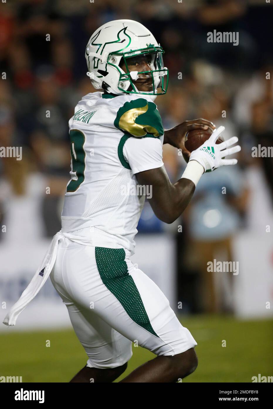 South Florida quarterback Timmy McClain (9) looks to pass the ball in ...