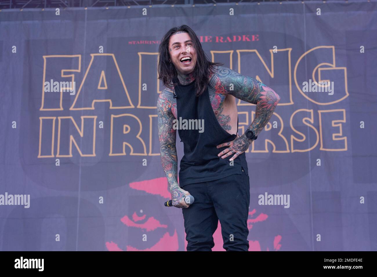 Ronnie Radke of Falling in Reverse performs at Louder Than Life ...