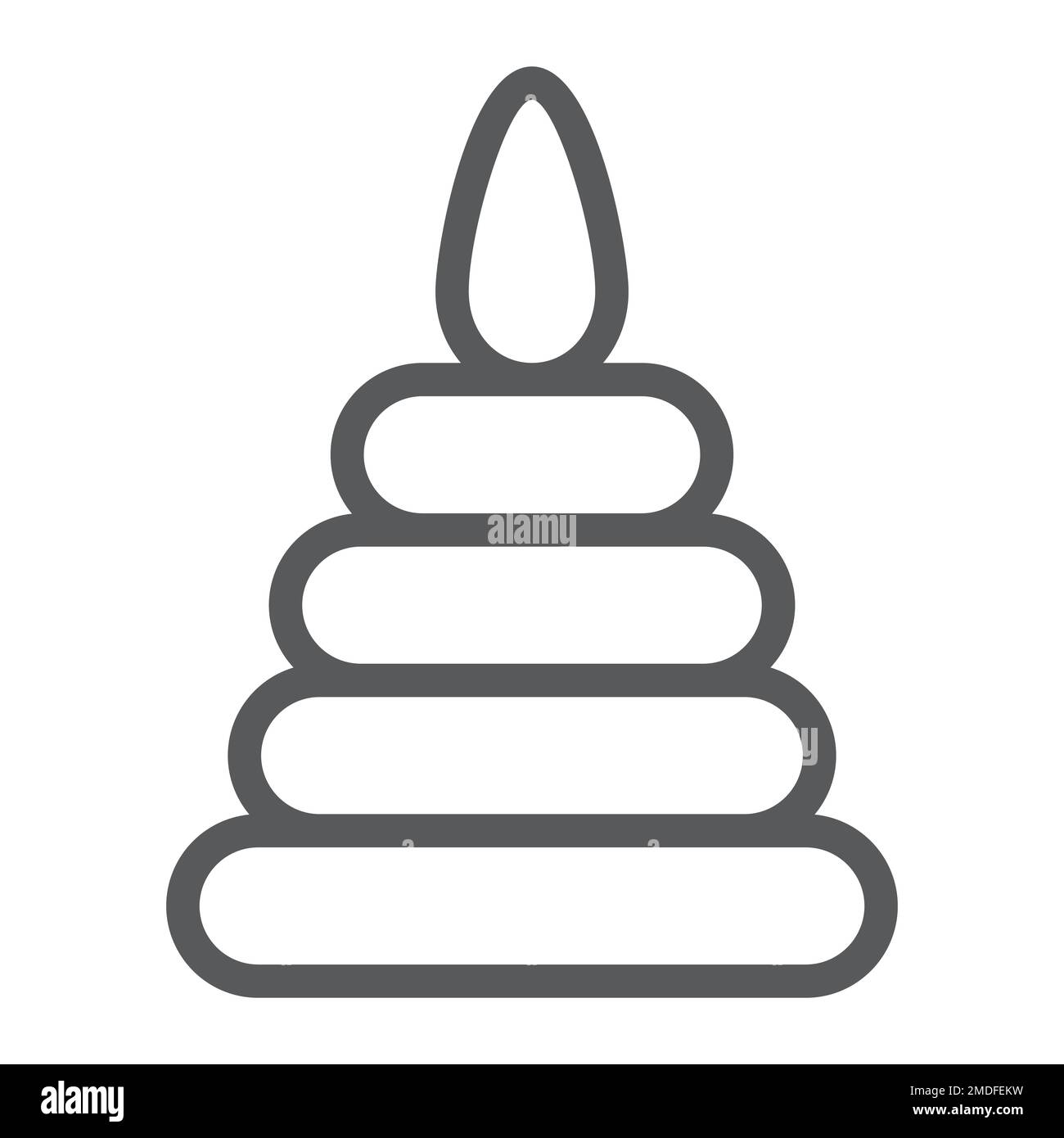 Toy pyramid line icon, child and play, tower sign, vector graphics, a ...