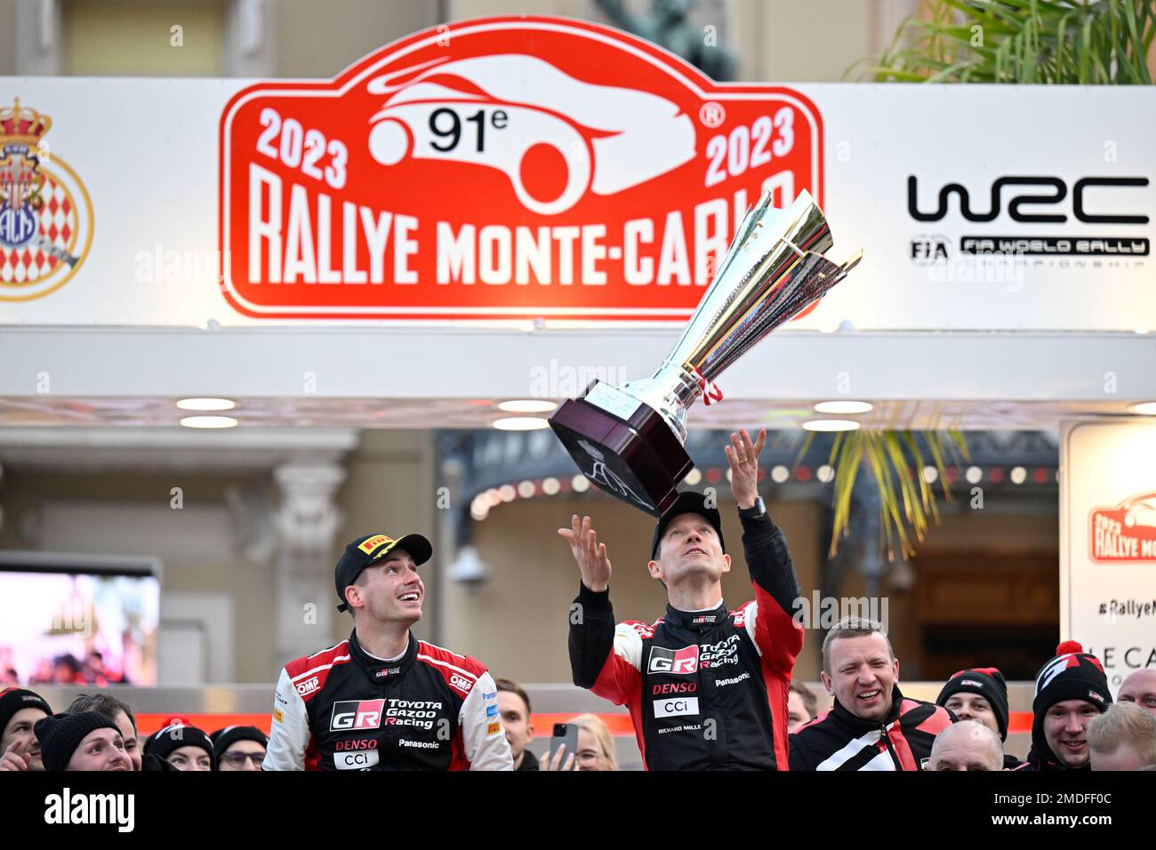 Celebrating the final Podium,Monaco,Sebastien OGIER,Vincent LANDAIS ...