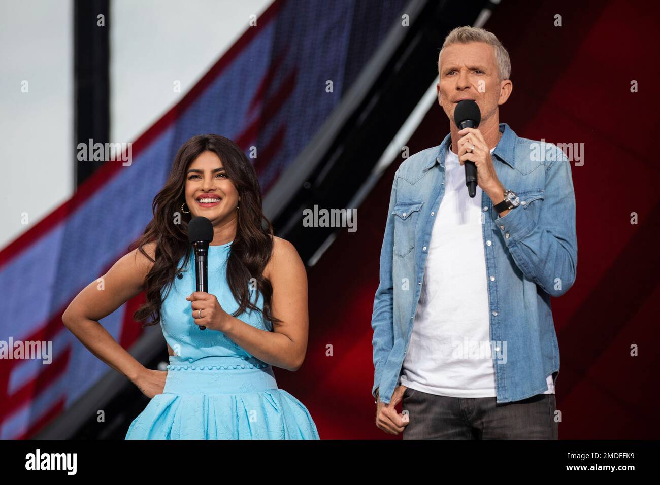Hosts Priyanka Chopra And Denis Brogniart Speak To The Audience At The