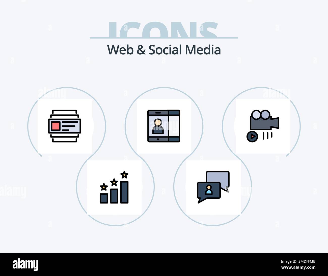 Web And Social Media Line Filled Icon Pack 5 Icon Design. star. rank ...