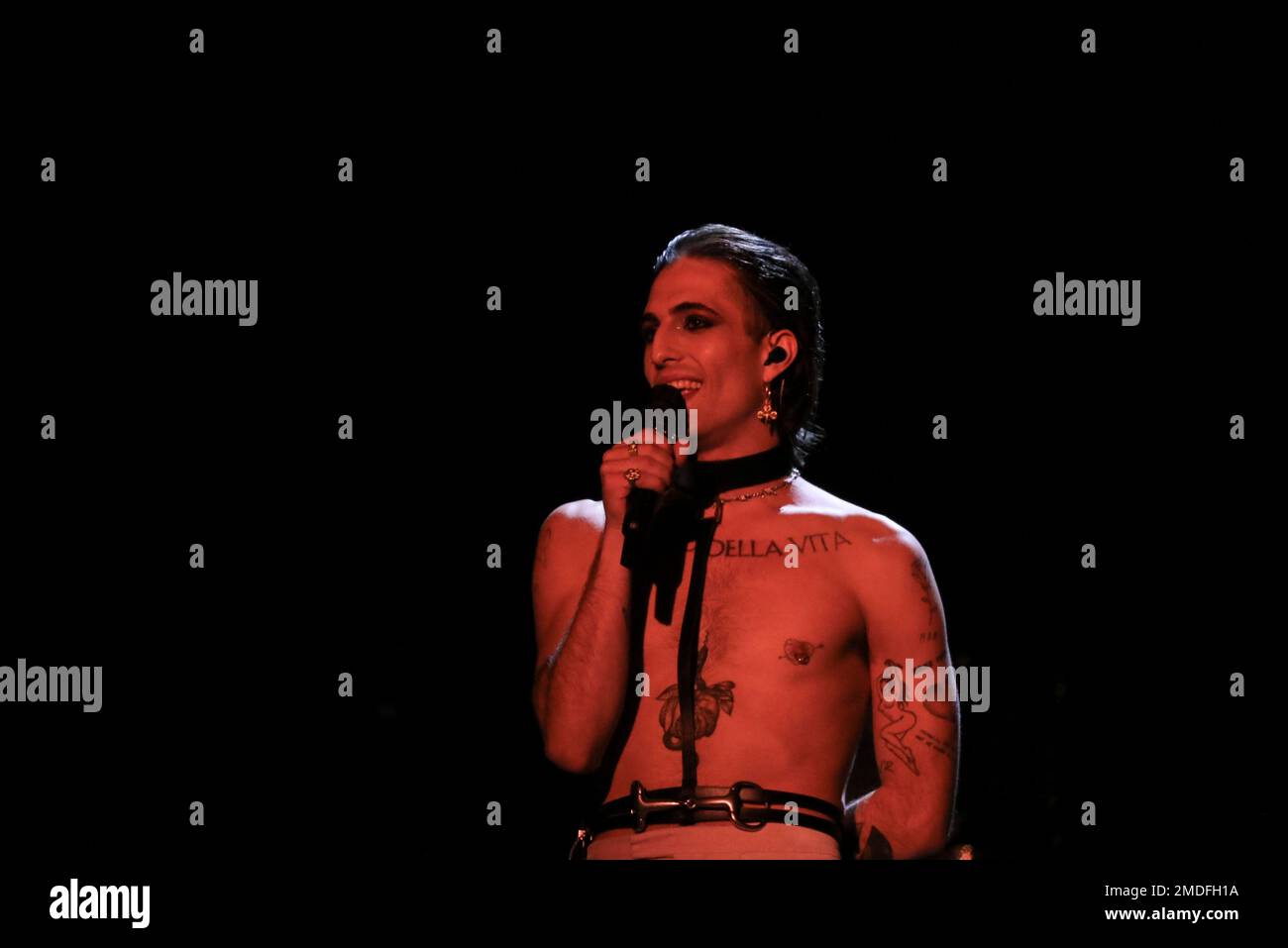 Damiano David from the band Maneskin, performs at the Global Citizen ...