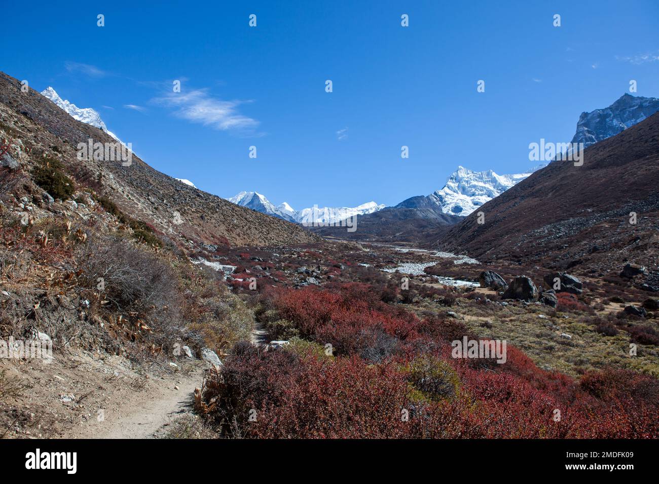 Beautiful Himalayan landscape with mountain range on the horizon and ...