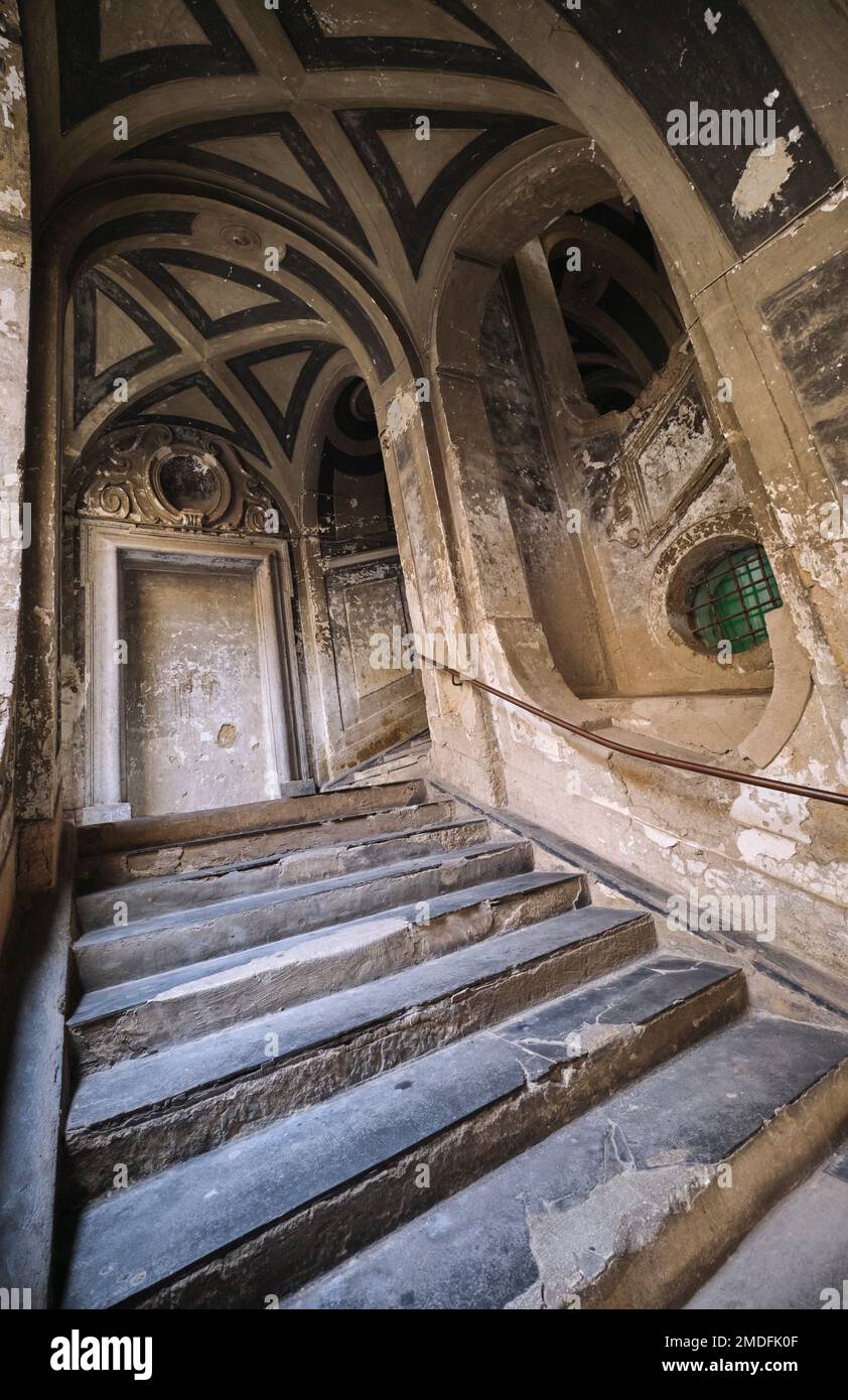 Interior look of the Roccoco, amazing staircase at Palazzo Sanfelice ...