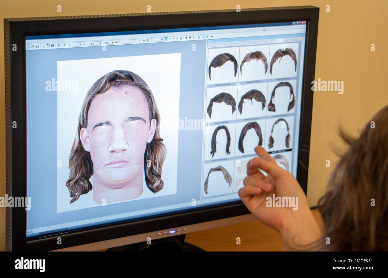 Gradual composition of the portrait for identification of people on the ...
