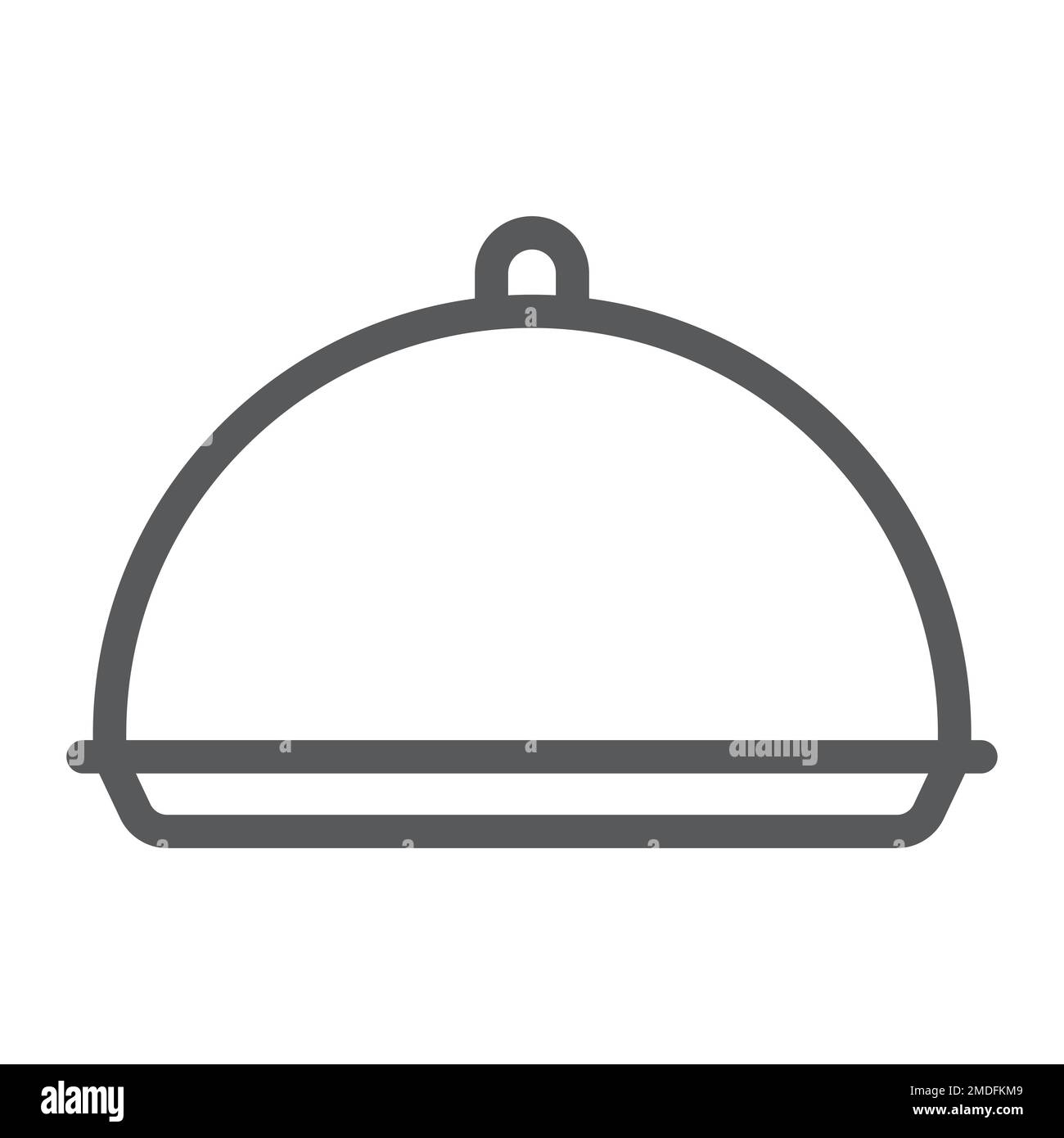 Tray line icon, cover and dish, platter sign, vector graphics, a linear ...
