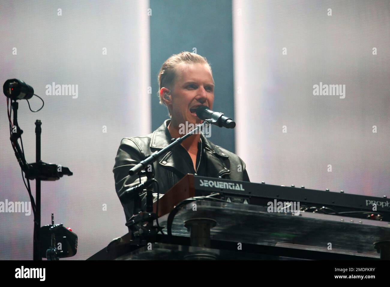 Musician Tyrone Lindqvist of the band Rufus Du Sol performs at the 2021 ...