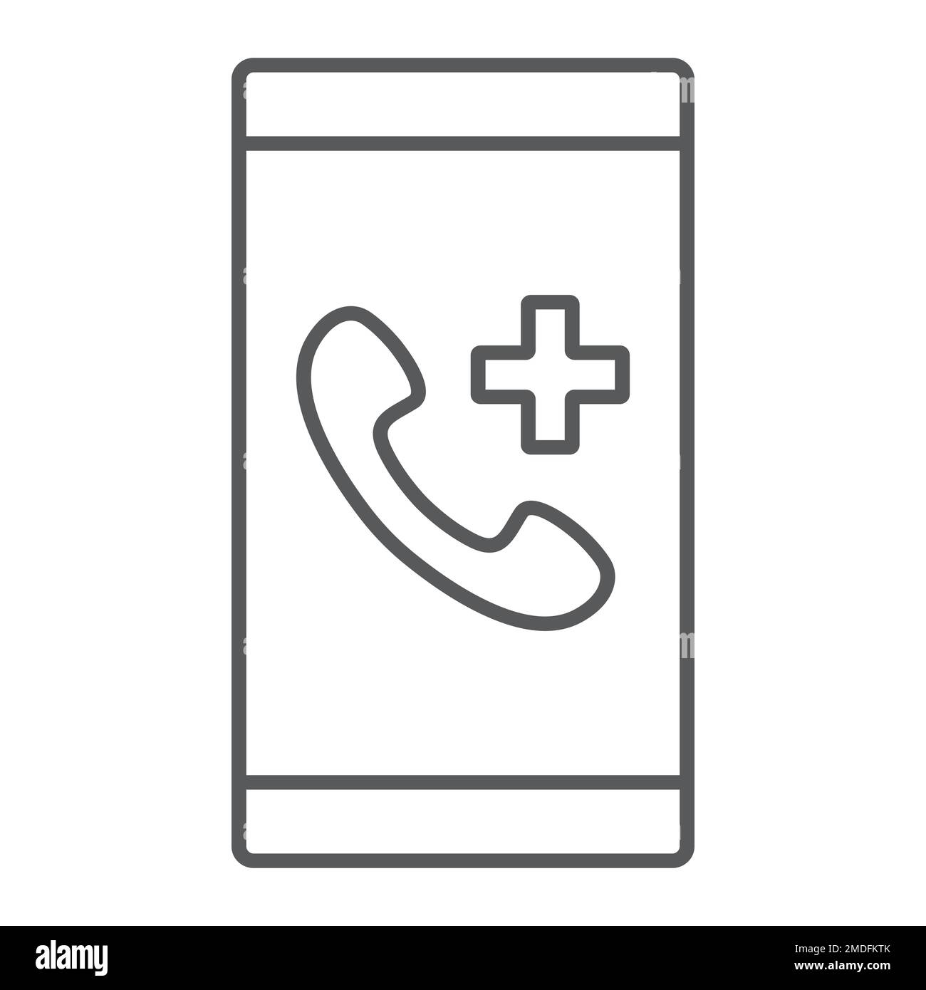 Emergency call thin line icon, medical and service, medical support ...