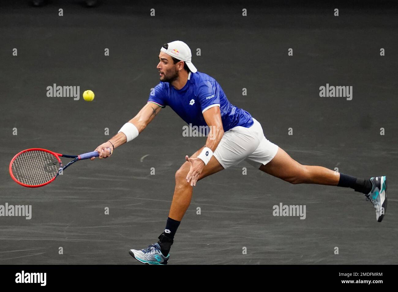 Team Europe's Matteo Berrettini, of Italy, returns the ball to Team ... Team Europe's Matteo Berrettini, of Italy, returns the ball to Team ...