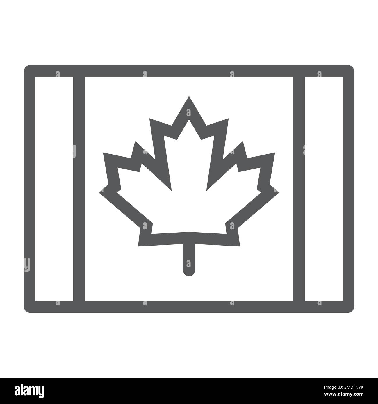 Canadian flag line icon, canada and maple, leaf sign, vector graphics ...