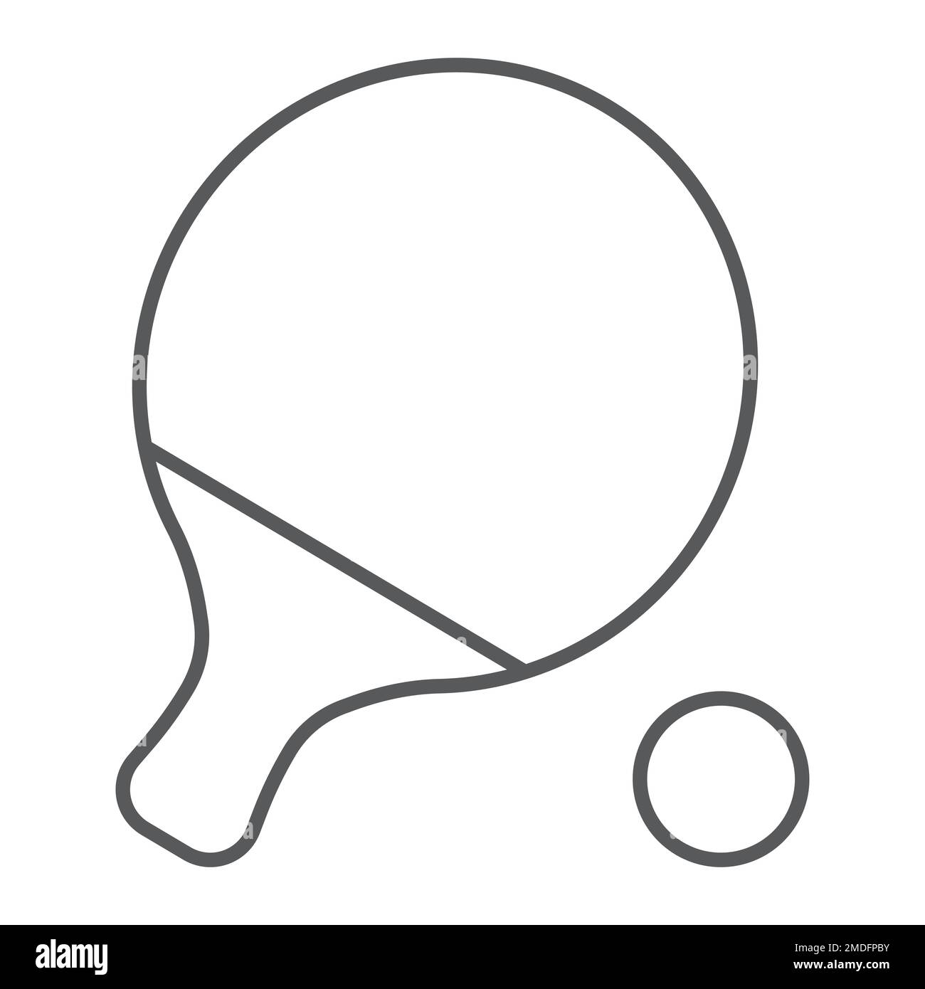 Ping pong thin line icon, game and sport, racket sign, vector graphics ...