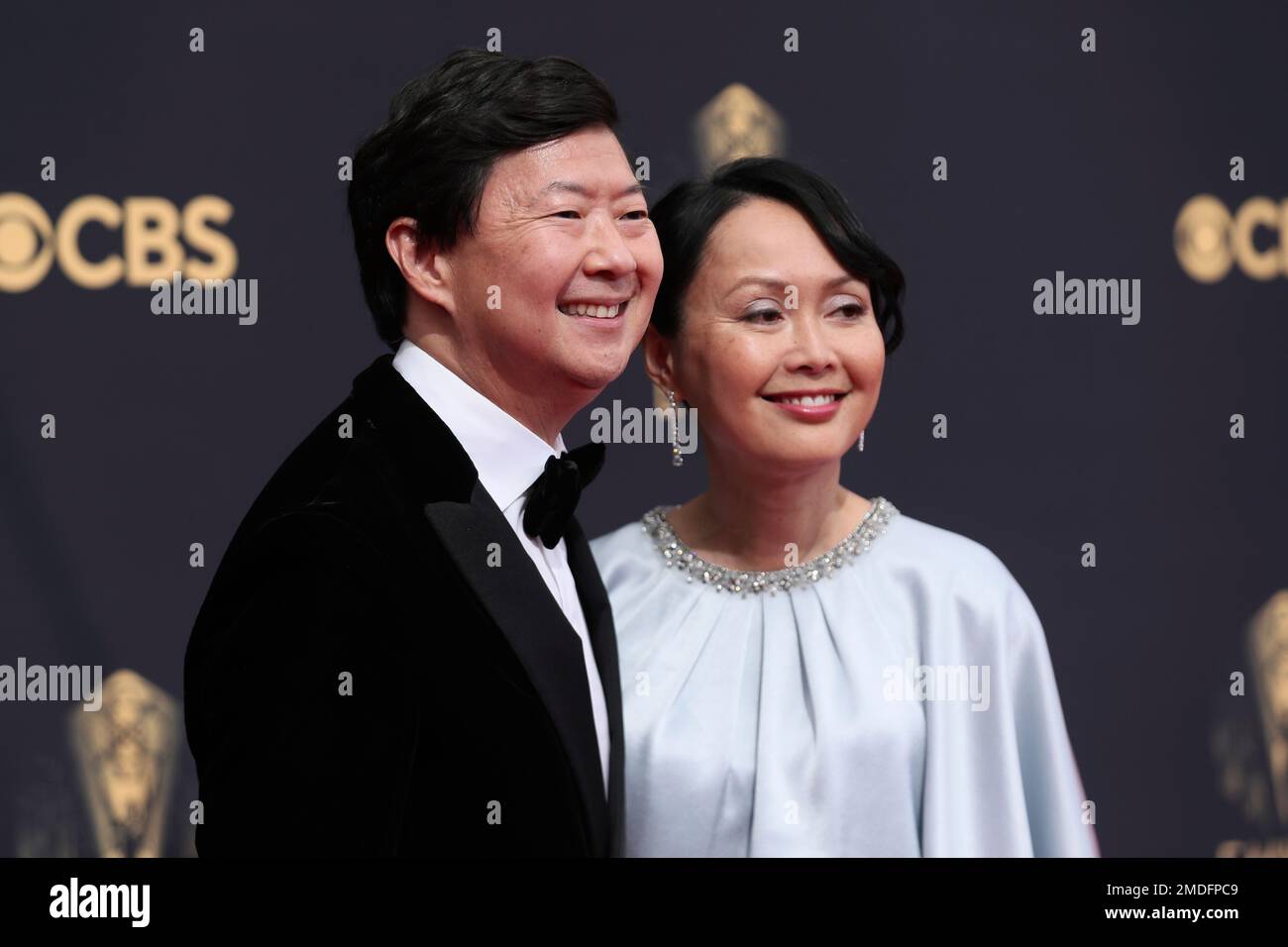 Ken Jeong and Tran Ho arrive at the 73rd Emmy Awards at the JW Marriott ...